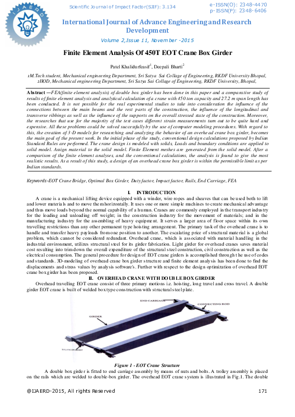 (PDF) Finite Element Analysis of 450T Eot Crane Box Girder
