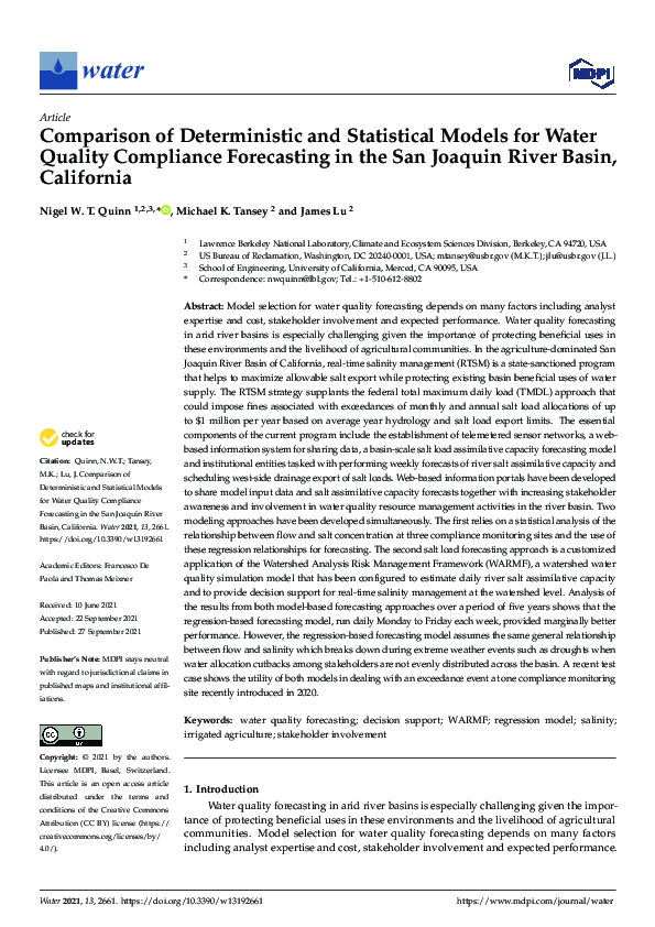 (PDF) Comparison of Deterministic and Statistical Models for Water ...