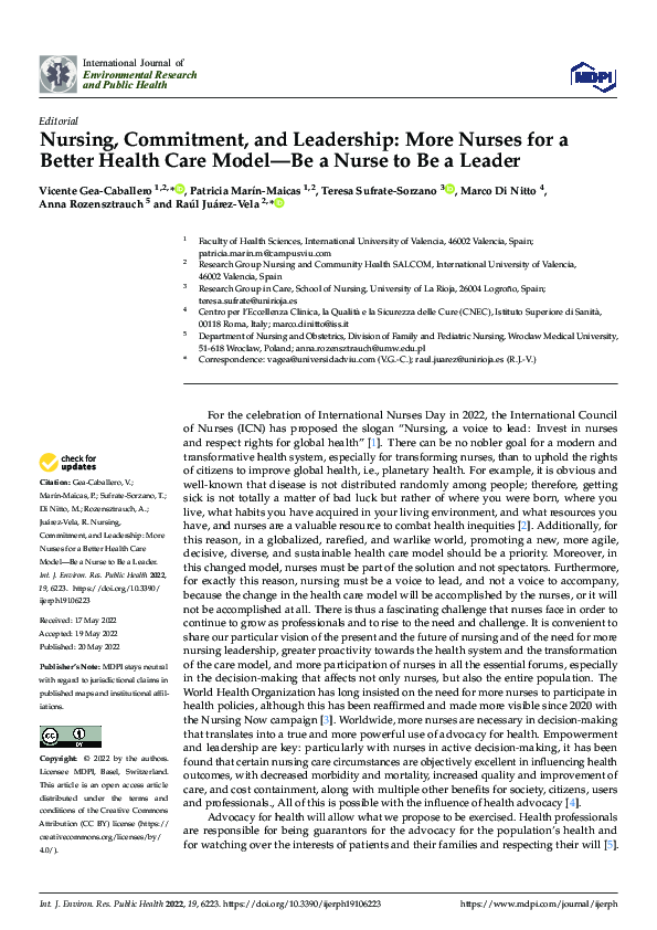 (PDF) Nursing, Commitment, and Leadership: More Nurses for a Better ...