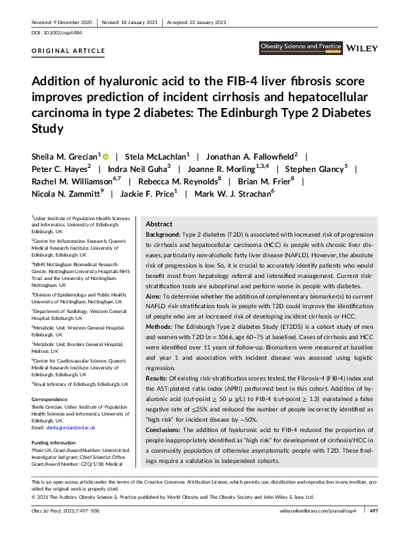 (PDF) Addition of hyaluronic acid to the FIB‐4 liver fibrosis score ...
