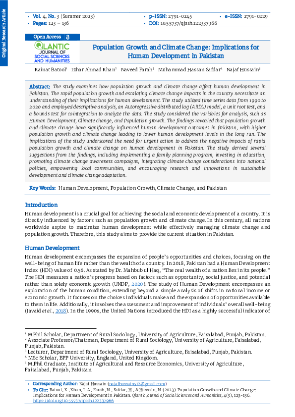 (PDF) Population Growth and Climate Change Implications for Human ...