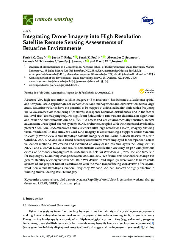 (PDF) Integrating Drone Imagery into High Resolution Satellite Remote Sensing Assessments of ...