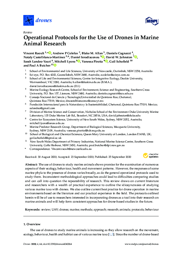 (PDF) Operational Protocols for the Use of Drones in Marine Animal Research