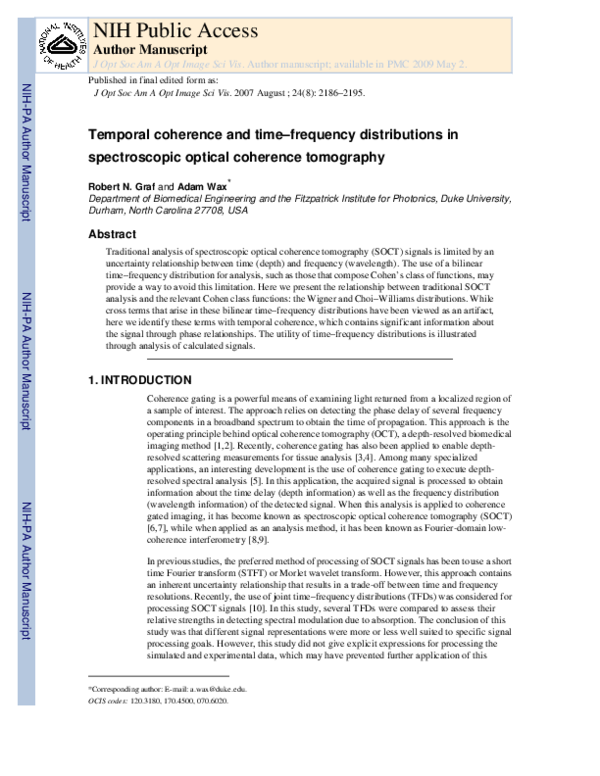 (PDF) Temporal coherence and time-frequency distributions in ...