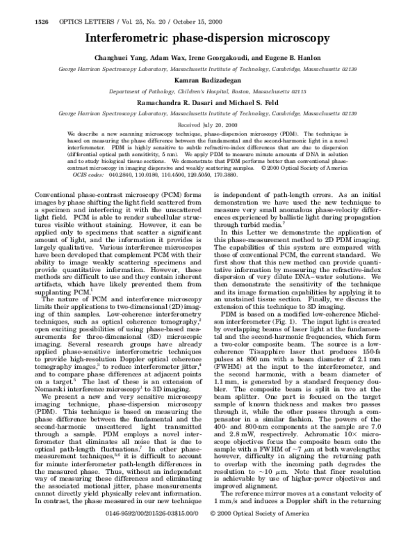 (PDF) Interferometric phase-dispersion microscopy