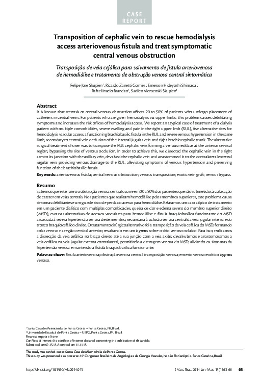 (PDF) Transposition of cephalic vein to rescue hemodialysis access ...