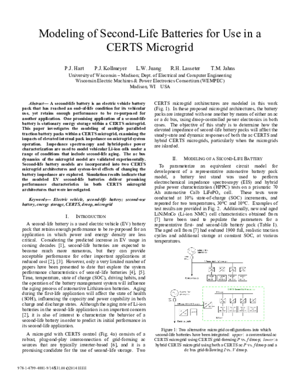 (PDF) Modeling of second-life batteries for use in a CERTS microgrid