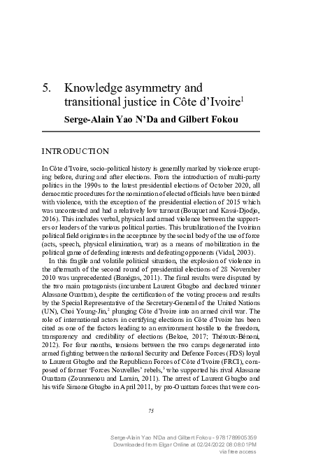 (PDF) Knowledge asymmetry and transitional justice in Cte dIvoire1