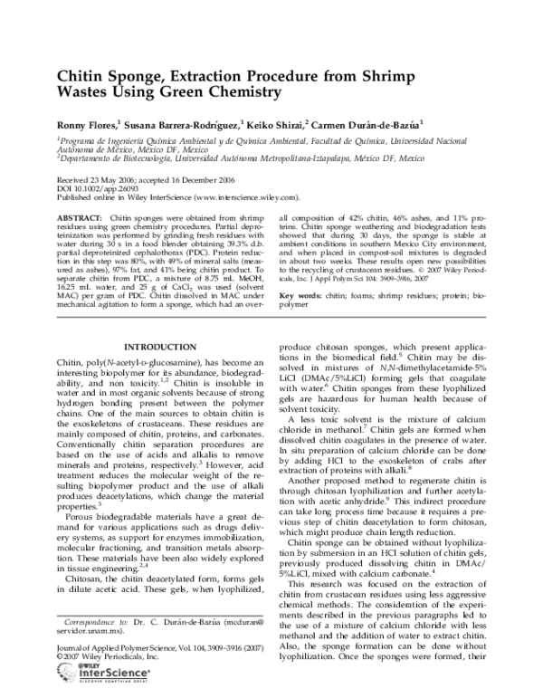 (PDF) Chitin sponge, extraction procedure from shrimp wastes using ...