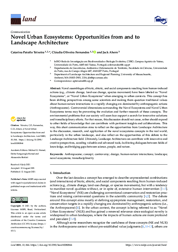 (PDF) Novel Urban Ecosystems: Opportunities from and to Landscape ...
