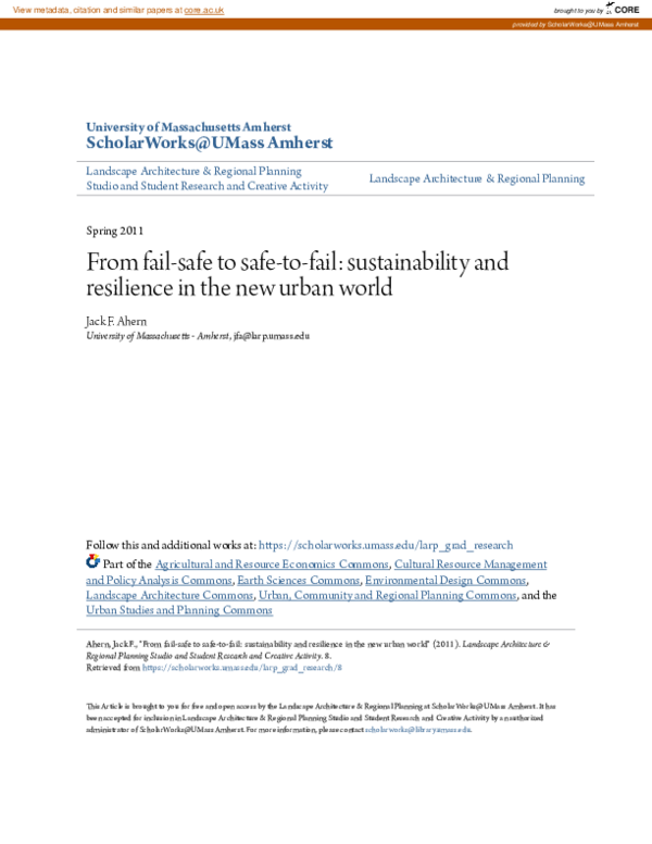 (PDF) From fail-safe to safe-to-fail: Sustainability and resilience in ...
