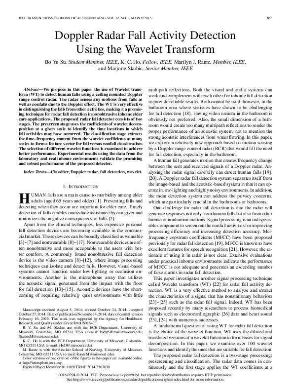 (PDF) Doppler radar fall activity detection using the wavelet transform