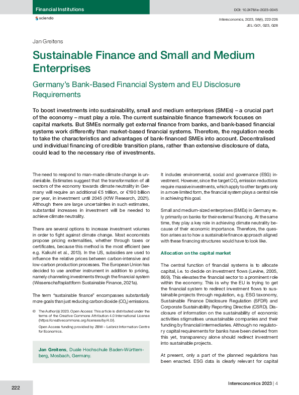 (PDF) Sustainable Finance and Small and Medium Enterprises