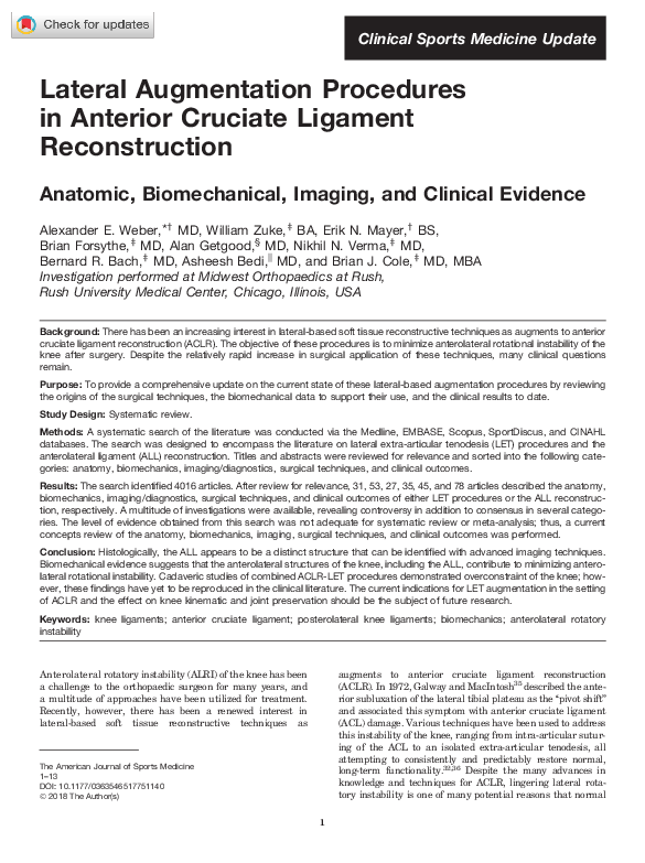 (PDF) Lateral Augmentation Procedures in Anterior Cruciate Ligament ...
