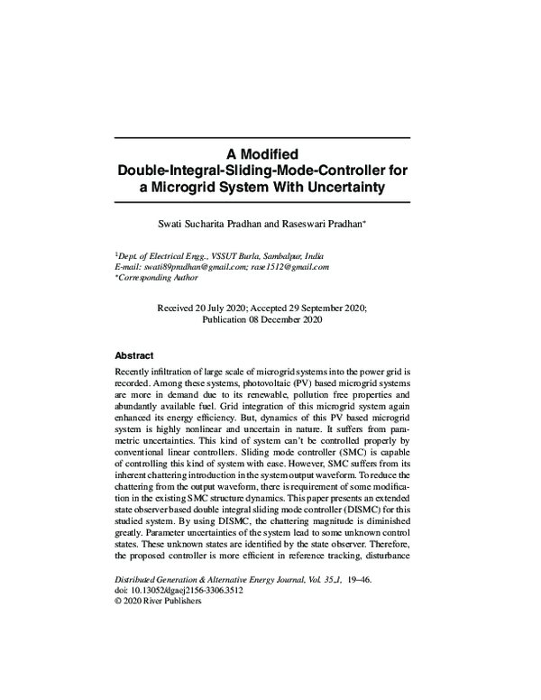 (PDF) A Modified Double-Integral-Sliding-Mode-Controller for a Microgrid System With Uncertainty