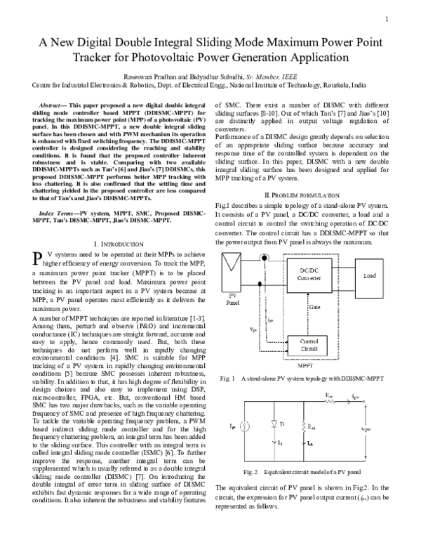 (PDF) A new digital double integral sliding mode maximum power point tracker for photovoltaic ...
