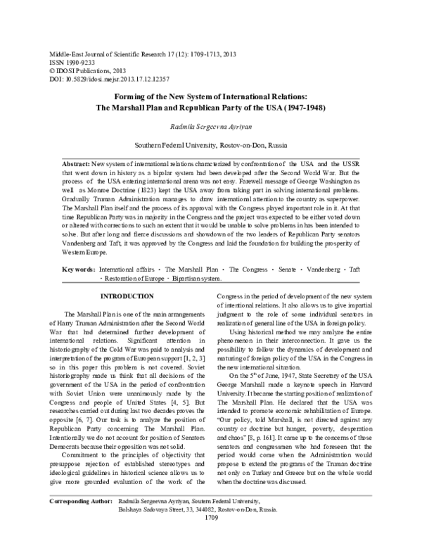 (PDF) Forming of the new system of international relations: The ...