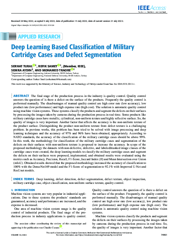 (PDF) Deep Learning Based Classification of Military Cartridge Cases ...