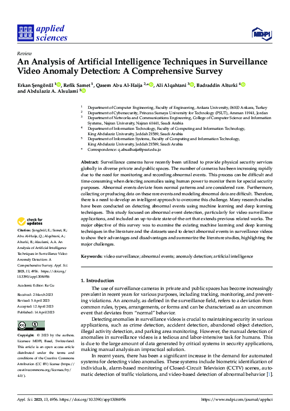 (PDF) An Analysis of Artificial Intelligence Techniques in Surveillance Video Anomaly Detection ...