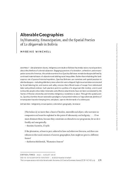 (PDF) Alterable Geographies: In/Humanity, Emancipation, and the Spatial ...