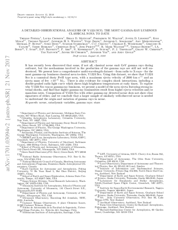 (PDF) A Detailed Observational Analysis of V1324 Sco, the Most Gamma ...