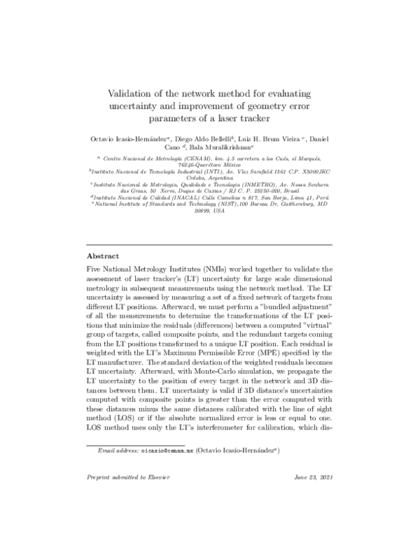 (PDF) Validation of the network method for evaluating uncertainty and improvement of geometry ...