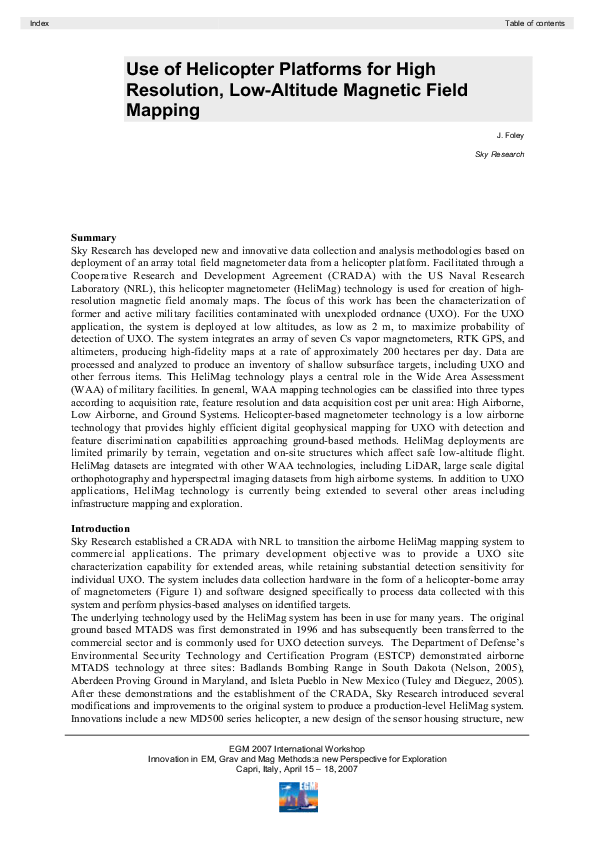 (PDF) Helicopter Magnetometry for UXO Detection