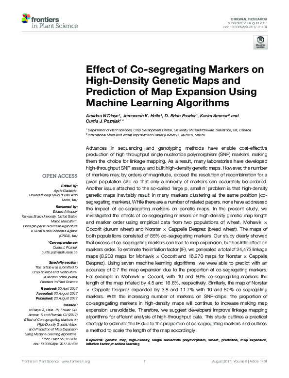 (PDF) Effect of Co-segregating Markers on High-Density Genetic Maps and Prediction of Map ...