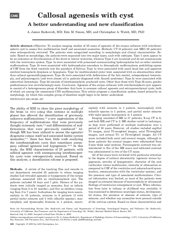 (PDF) Callosal agenesis with cyst: A better understanding and new ...