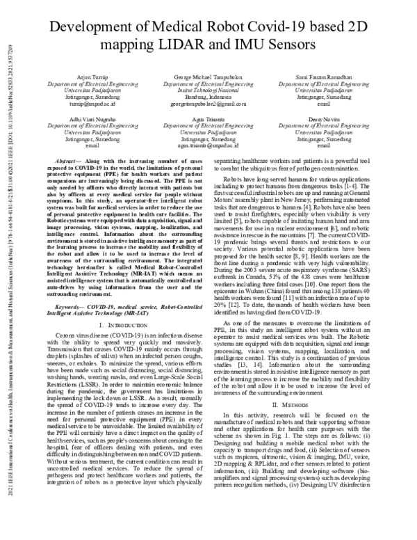 (PDF) Development of Medical Robot Covid-19 based 2D mapping LIDAR and IMU Sensors | Dessy ...