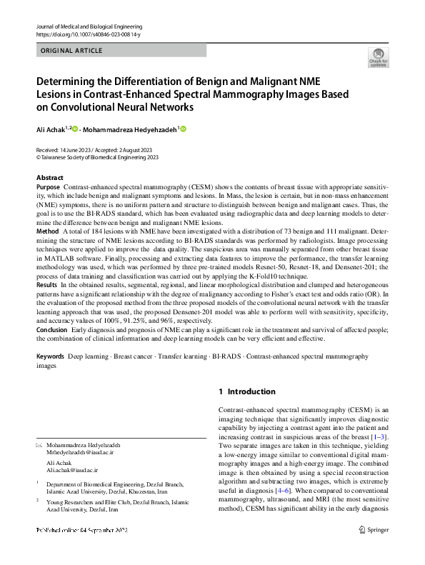 (PDF) Determining the Differentiation of Benign and Malignant NME ...