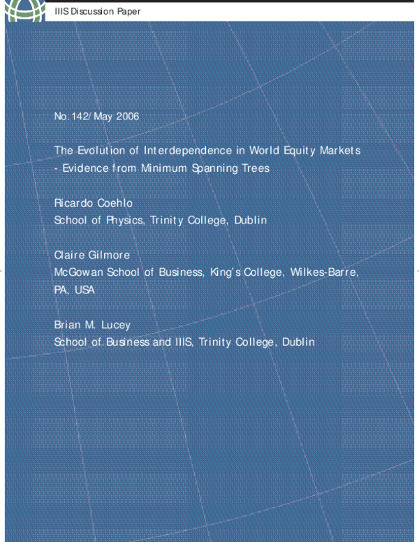 (PDF) The evolution of interdependence in world equity markets—Evidence ...