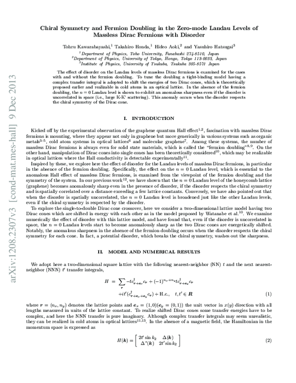 (PDF) Chiral symmetry and fermion doubling in the zero-mode Landau ...