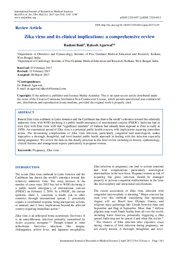 (PDF) Zika virus and its clinical implications: a comprehensive review ...