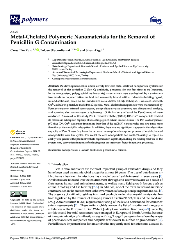 (PDF) Metal-Chelated Polymeric Nanomaterials for the Removal of Penicillin G Contamination ...