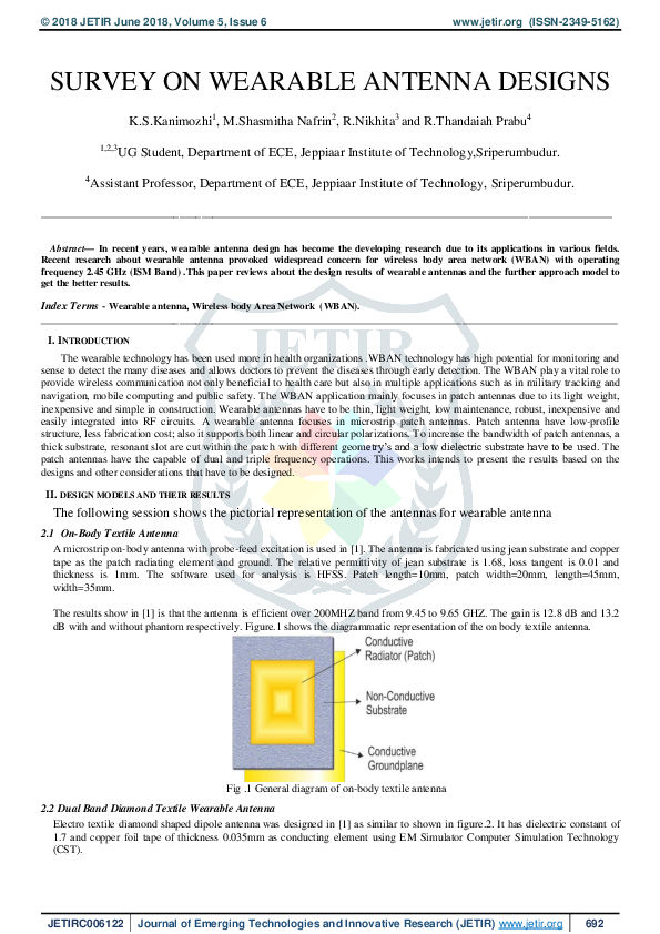 (PDF) Survey on Wearable Antenna Designs