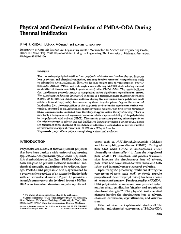 (PDF) Physical and chemical evolution of PMDA-ODA during thermal ...