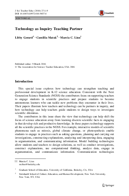 (PDF) Technology as Inquiry Teaching Partner