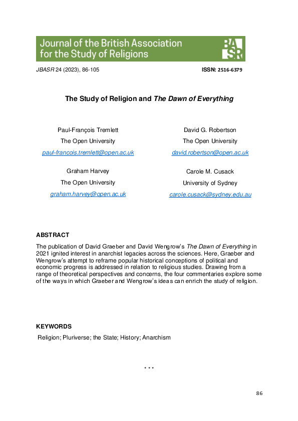 (PDF) David Graeber and David Wengrow, The Dawn of Everything: A New ...