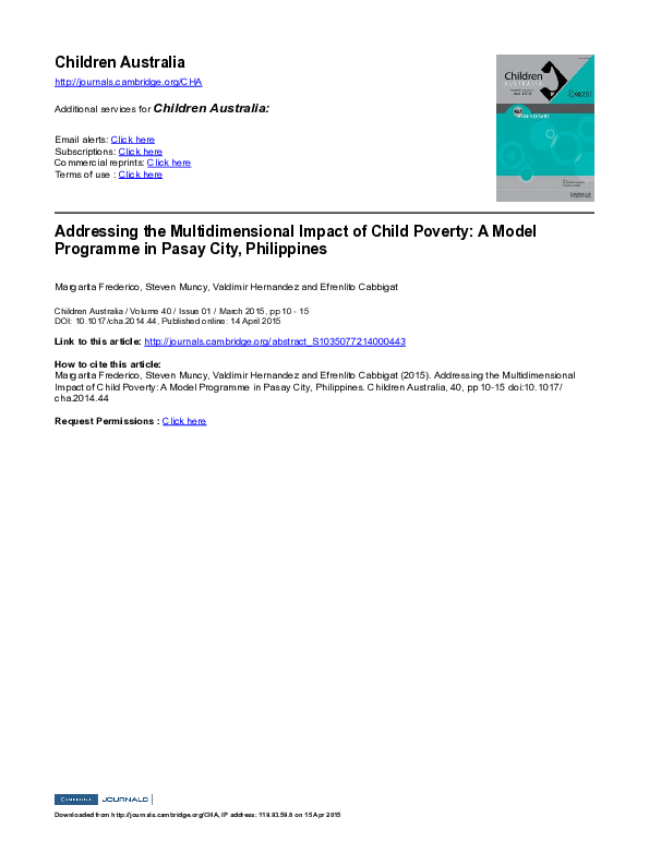 (PDF) Addressing the Multidimensional Impact of Child Poverty: A Model ...