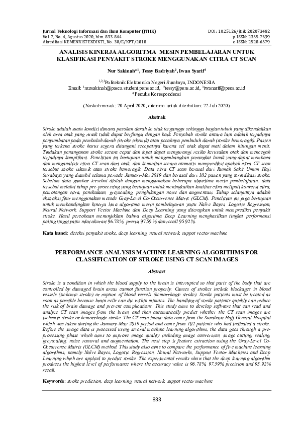 (PDF) Analisis Kinerja Algoritma Mesin Pembelajaran untuk Klarifikasi ...