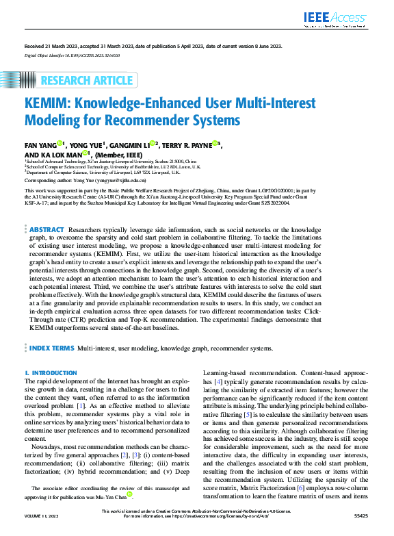 (PDF) KEMIM: Knowledge-Enhanced User Multi-Interest Modeling for Recommender Systems