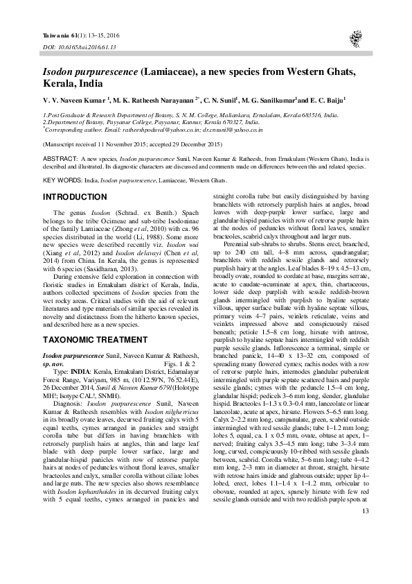 (PDF) A new species of the genus Premna L. (Lamiaceae) from Western ...
