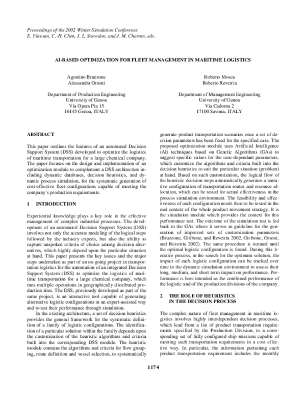 (PDF) AI-based optimization for fleet management in maritime logistics
