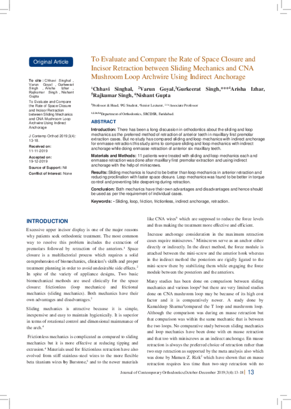 (PDF) To Evaluate and Compare the Rate of Space Closure and Incisor ...