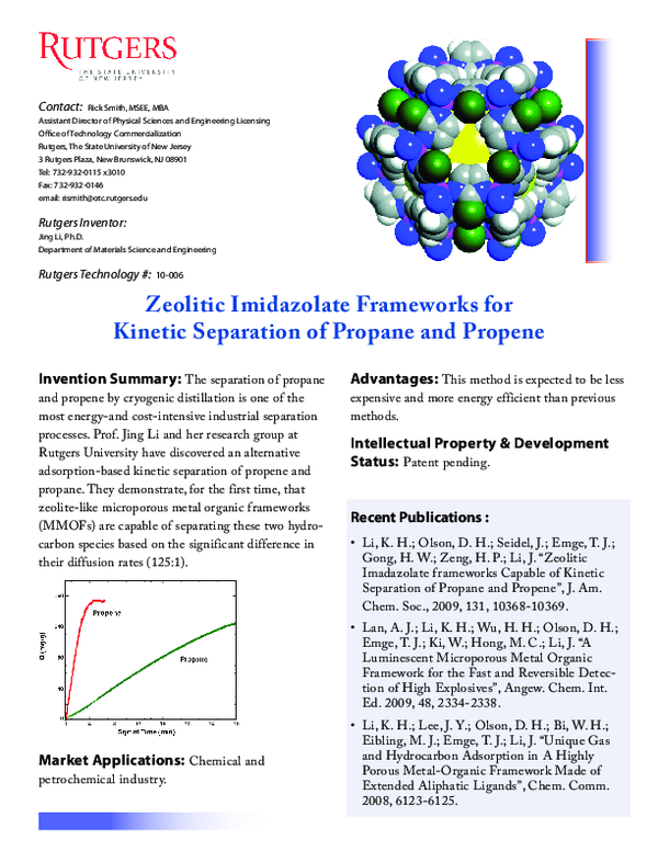 (PDF) Zeolitic Imidazolate Frameworks for Kinetic Separation of Propane ...