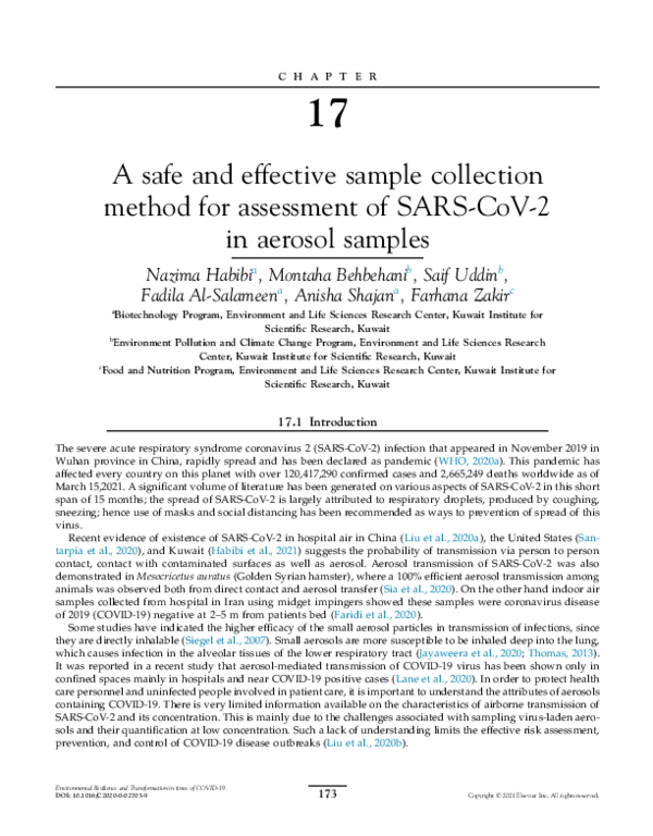 (PDF) A safe and effective sample collection method for assessment of ...
