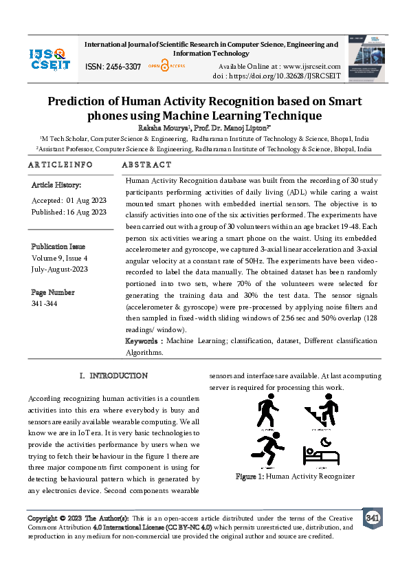 (PDF) Prediction of Human Activity Recognition based on Smart phones using Machine Learning ...