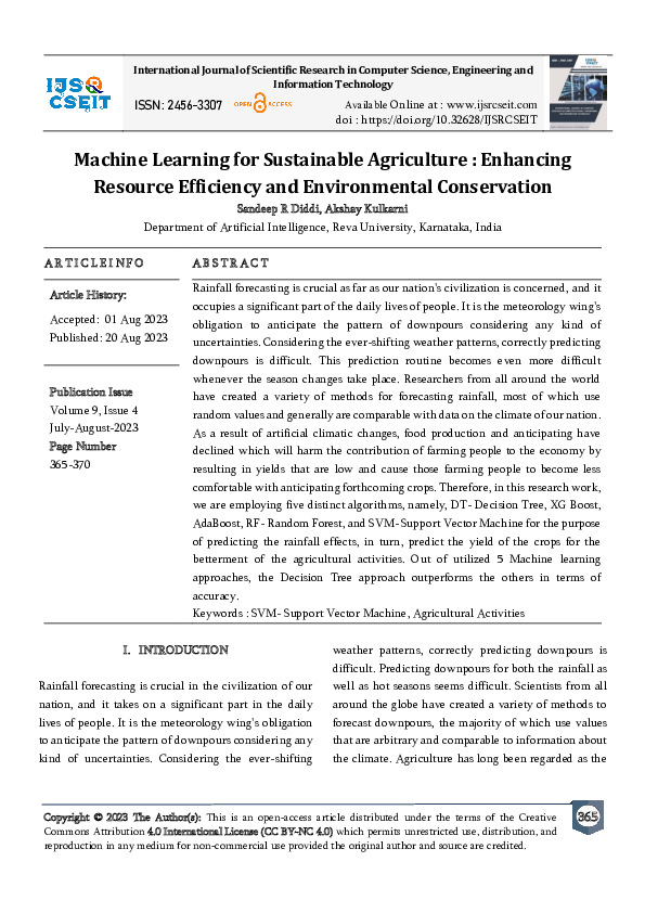 (PDF) Machine Learning for Sustainable Agriculture : Enhancing Resource ...