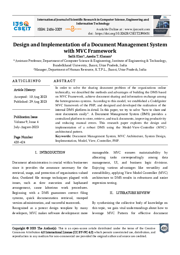 (PDF) Design and Implementation of a Document Management System with MVC Framework